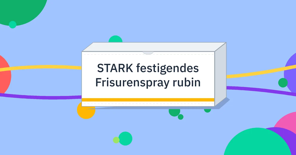 Symbolbild: Packung mit der Aufschrift STARK festigendes Frisurenspray rubin (PZN 13862499) – Verfügbarkeit und Bezug in Apotheken in Frankfurt am Main