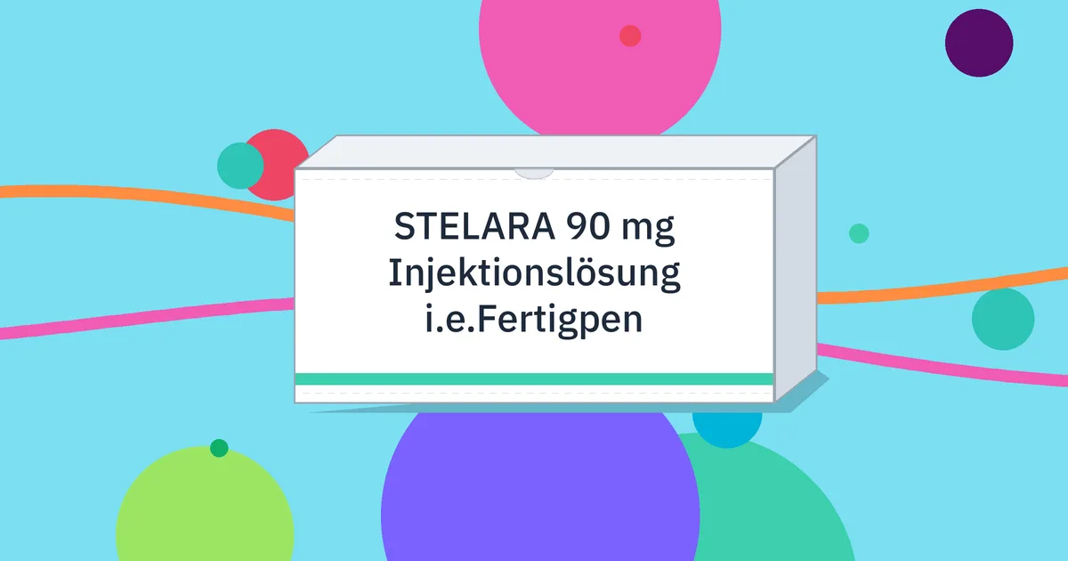 Symbolbild: Packung mit der Aufschrift STELARA 90 mg Injektionslösung i.e.Fertigpen (PZN 19857306) – Verfügbarkeit und Bezug in Apotheken in Frankfurt am Main