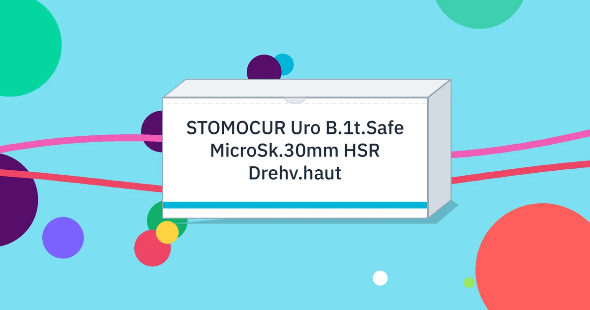 Symbolbild: Packung mit der Aufschrift STOMOCUR Uro B.1t.Safe MicroSk.30mm HSR Drehv.haut (PZN 17846758) – Verfügbarkeit und Bezug in Apotheken in Frankfurt am Main