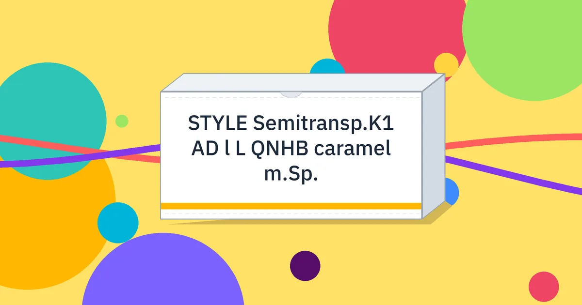 Symbolbild: Packung mit der Aufschrift STYLE Semitransp.K1 AD l L QNHB caramel m.Sp. (PZN 18870279) – Verfügbarkeit und Bezug in Apotheken in Frankfurt am Main