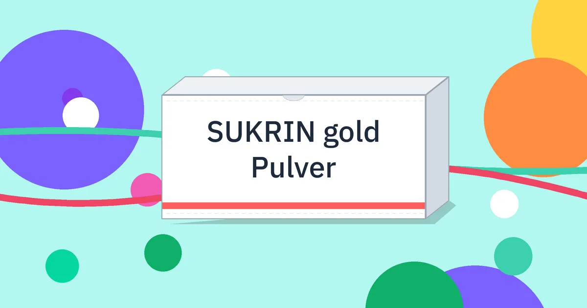 Symbolbild: Packung mit der Aufschrift SUKRIN gold Pulver (PZN 12909170) – Verfügbarkeit und Bezug in Apotheken in Frankfurt am Main