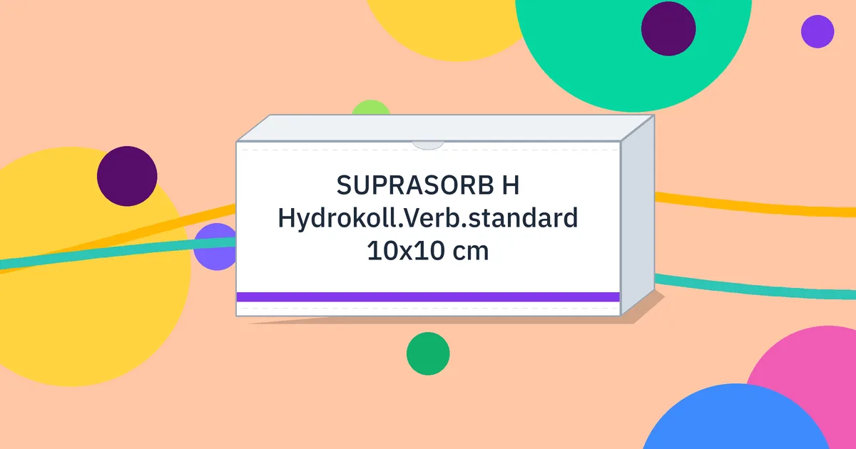 Symbolbild: Packung mit der Aufschrift SUPRASORB H Hydrokoll.Verb.standard 10x10 cm (PZN 17833833) – Verfügbarkeit und Bezug in Apotheken in Frankfurt am Main