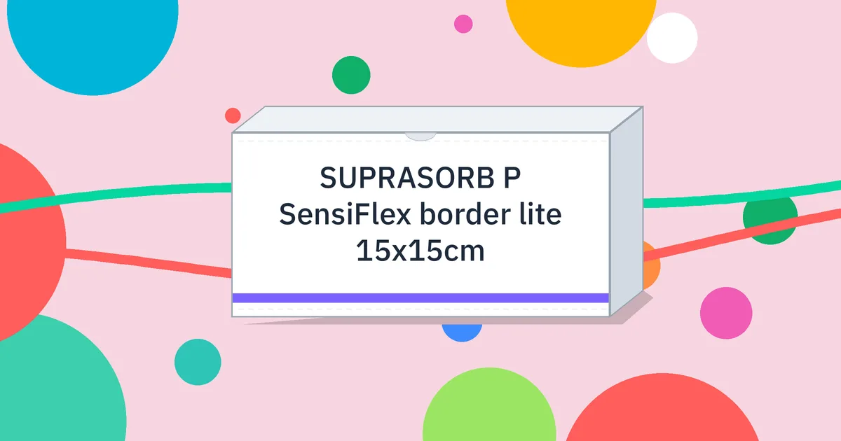 Symbolbild: Packung mit der Aufschrift SUPRASORB P SensiFlex border lite 15x15cm (PZN 19445319) – Verfügbarkeit und Bezug in Apotheken in Frankfurt am Main
