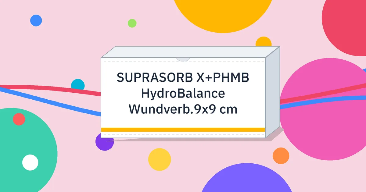 Symbolbild: Packung mit der Aufschrift SUPRASORB X+PHMB HydroBalance Wundverb.9x9 cm (PZN 20548906) – Verfügbarkeit und Bezug in Apotheken in Frankfurt am Main