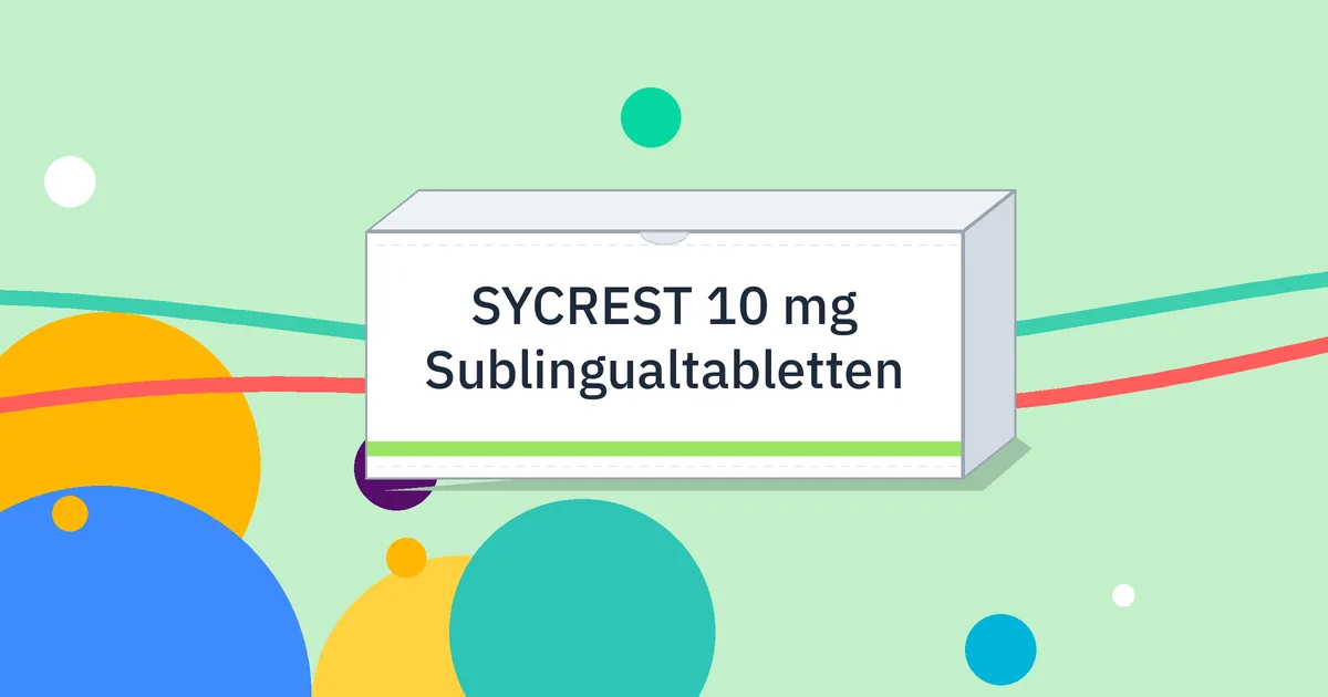Symbolbild: Packung mit der Aufschrift SYCREST 10 mg Sublingualtabletten (PZN 07728242) – Verfügbarkeit und Bezug in Apotheken in Frankfurt am Main