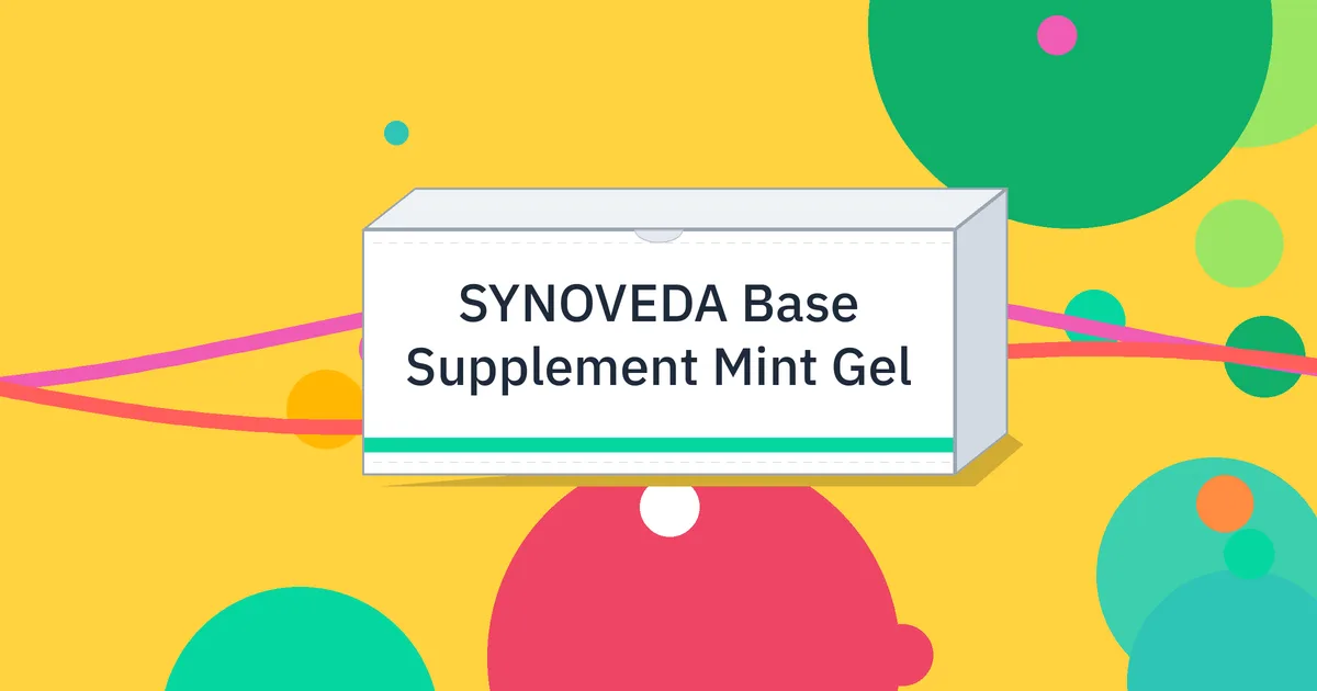 Symbolbild: Packung mit der Aufschrift SYNOVEDA Base Supplement Mint Gel (PZN 04452704) – Verfügbarkeit und Bezug in Apotheken in Frankfurt am Main