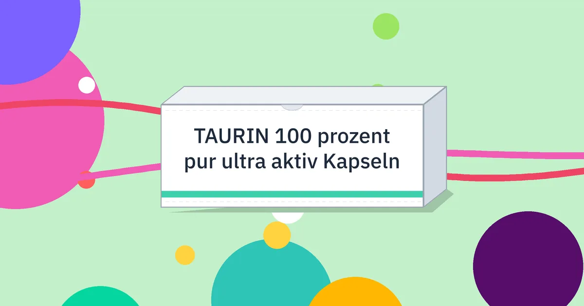 Symbolbild: Packung mit der Aufschrift TAURIN 100 prozent pur ultra aktiv Kapseln (PZN 18839571) – Verfügbarkeit und Bezug in Apotheken in Frankfurt am Main