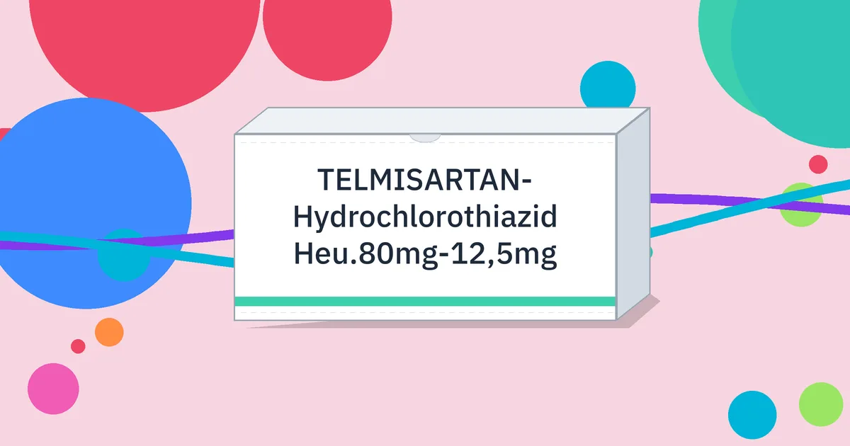 Symbolbild: Packung mit der Aufschrift TELMISARTAN-Hydrochlorothiazid Heu.80mg-12,5mg (PZN 10419645) – Verfügbarkeit und Bezug in Apotheken in Frankfurt am Main