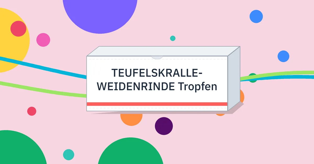 Symbolbild: Packung mit der Aufschrift TEUFELSKRALLE-WEIDENRINDE Tropfen (PZN 18396524) – Verfügbarkeit und Bezug in Apotheken in Frankfurt am Main
