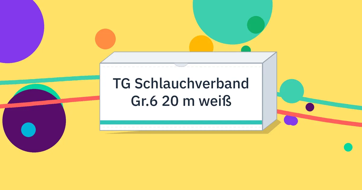 Symbolbild: Packung mit der Aufschrift TG Schlauchverband Gr.6 20 m weiß (PZN 19479577) – Verfügbarkeit und Bezug in Apotheken in Frankfurt am Main