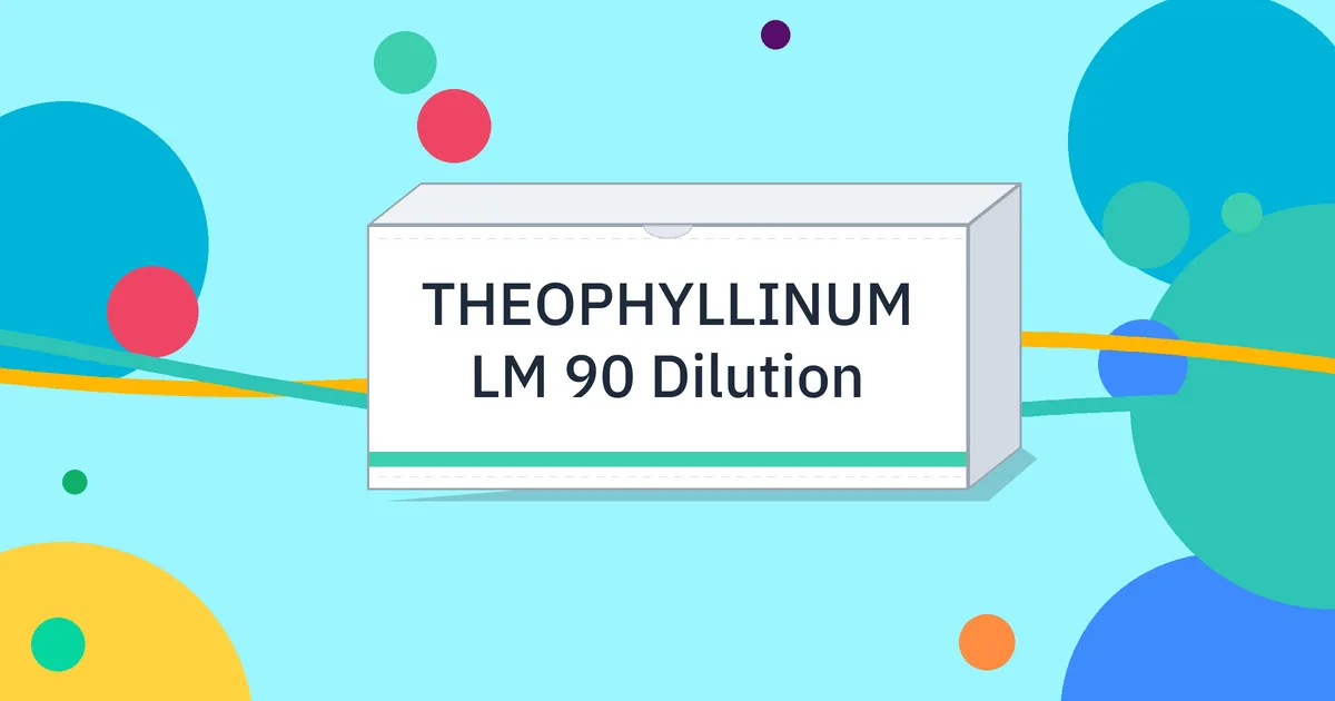 Symbolbild: Packung mit der Aufschrift THEOPHYLLINUM LM 90 Dilution (PZN 13220507) – Verfügbarkeit und Bezug in Apotheken in Frankfurt am Main