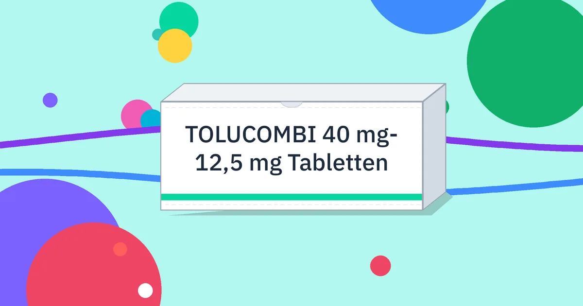 Symbolbild: Packung mit der Aufschrift TOLUCOMBI 40 mg-12,5 mg Tabletten (PZN 10299891) – Verfügbarkeit und Bezug in Apotheken in Frankfurt am Main