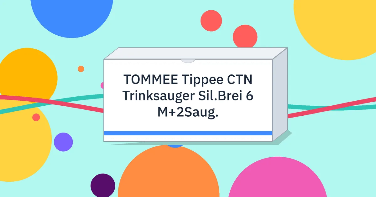Symbolbild: Packung mit der Aufschrift TOMMEE Tippee CTN Trinksauger Sil.Brei 6 M+2Saug. (PZN 07748049) – Verfügbarkeit und Bezug in Apotheken in Frankfurt am Main