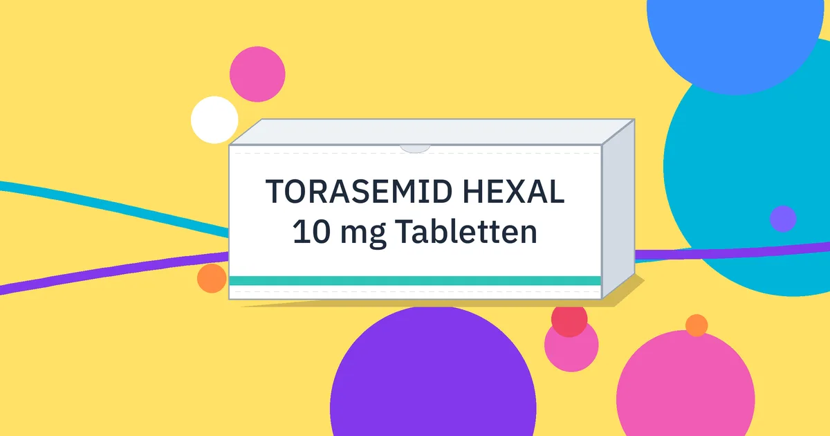 Symbolbild: Packung mit der Aufschrift TORASEMID HEXAL 10 mg Tabletten (PZN 01671386) – Verfügbarkeit und Bezug in Apotheken in Frankfurt am Main
