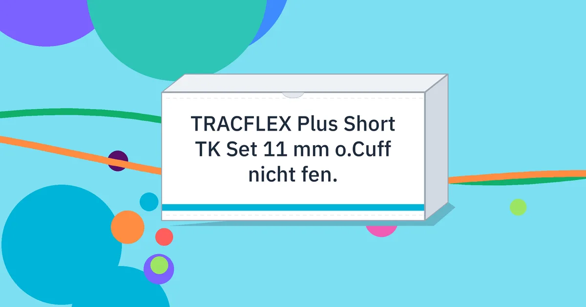 Symbolbild: Packung mit der Aufschrift TRACFLEX Plus Short TK Set 11 mm o.Cuff nicht fen. (PZN 20933863) – Verfügbarkeit und Bezug in Apotheken in Frankfurt am Main