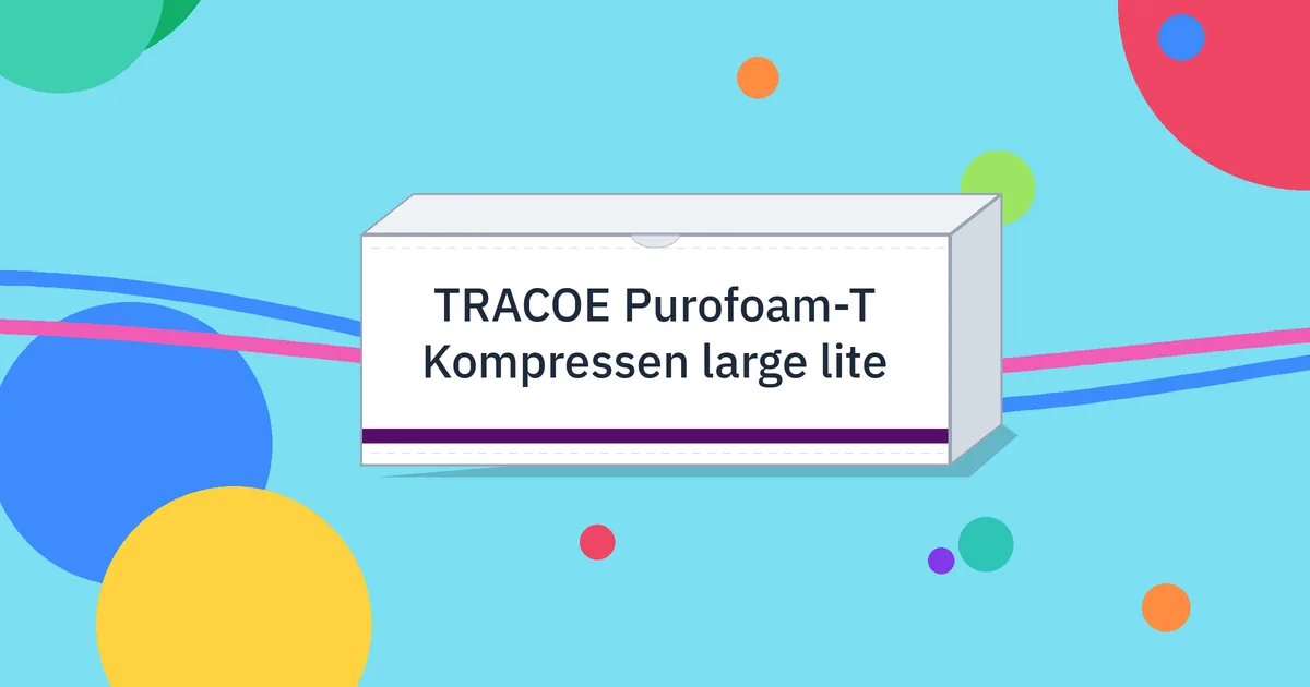 Symbolbild: Packung mit der Aufschrift TRACOE Purofoam-T Kompressen large lite (PZN 20186219) – Verfügbarkeit und Bezug in Apotheken in Frankfurt am Main