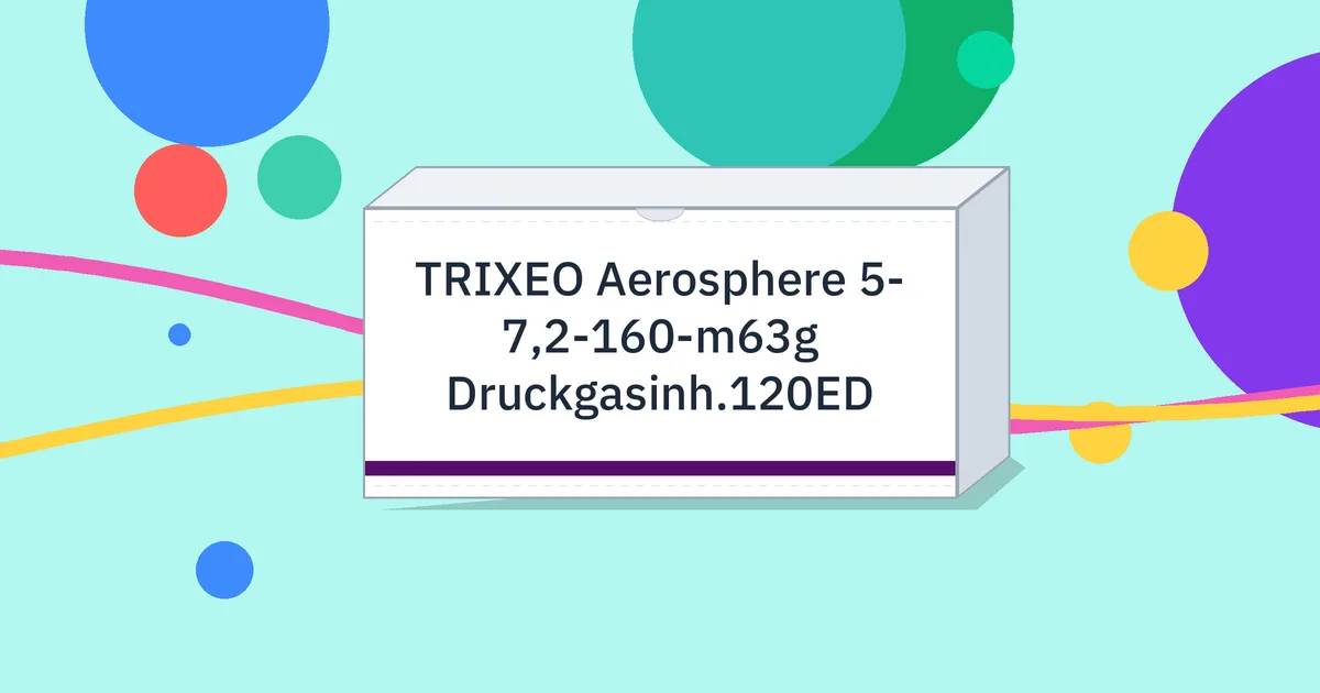 Symbolbild: Packung mit der Aufschrift TRIXEO Aerosphere 5-7,2-160-m63g Druckgasinh.120ED (PZN 17438350) – Verfügbarkeit und Bezug in Apotheken in Frankfurt am Main