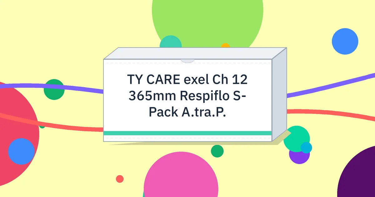 Symbolbild: Packung mit der Aufschrift TY CARE exel Ch 12 365mm Respiflo S-Pack A.tra.P. (PZN 00818485) – Verfügbarkeit und Bezug in Apotheken in Frankfurt am Main