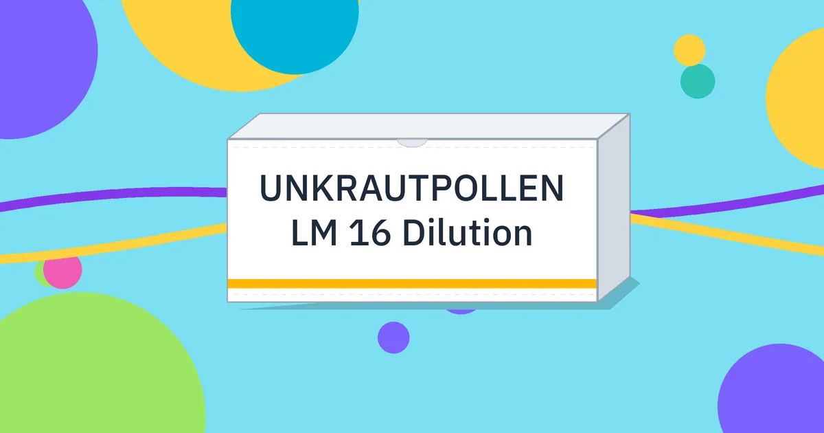 Symbolbild: Packung mit der Aufschrift UNKRAUTPOLLEN LM 16 Dilution (PZN 13255842) – Verfügbarkeit und Bezug in Apotheken in Frankfurt am Main
