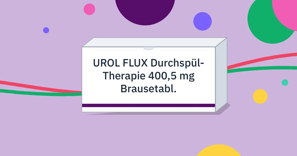 Symbolbild: Packung mit der Aufschrift UROL FLUX Durchspül-Therapie 400,5 mg Brausetabl. (PZN 17607232) – Verfügbarkeit und Bezug in Apotheken in Frankfurt am Main