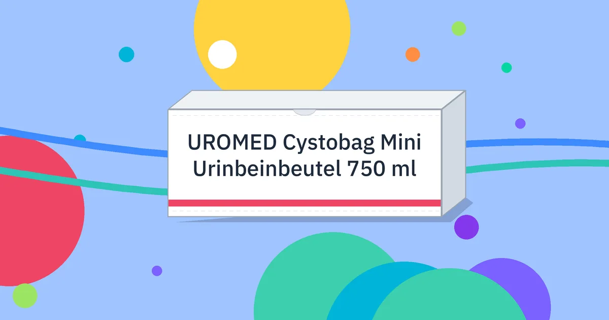 Symbolbild: Packung mit der Aufschrift UROMED Cystobag Mini Urinbeinbeutel 750 ml (PZN 18389576) – Verfügbarkeit und Bezug in Apotheken in Frankfurt am Main