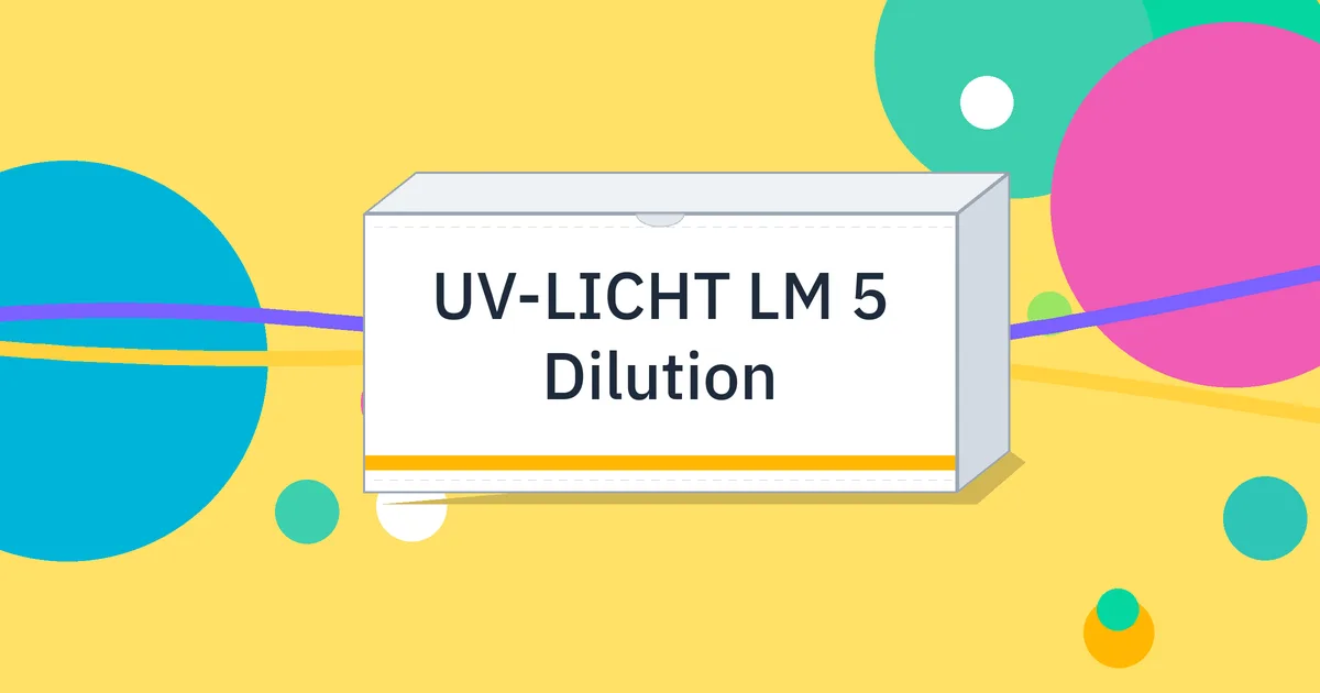 Symbolbild: Packung mit der Aufschrift UV-LICHT LM 5 Dilution (PZN 13258496) – Verfügbarkeit und Bezug in Apotheken in Frankfurt am Main