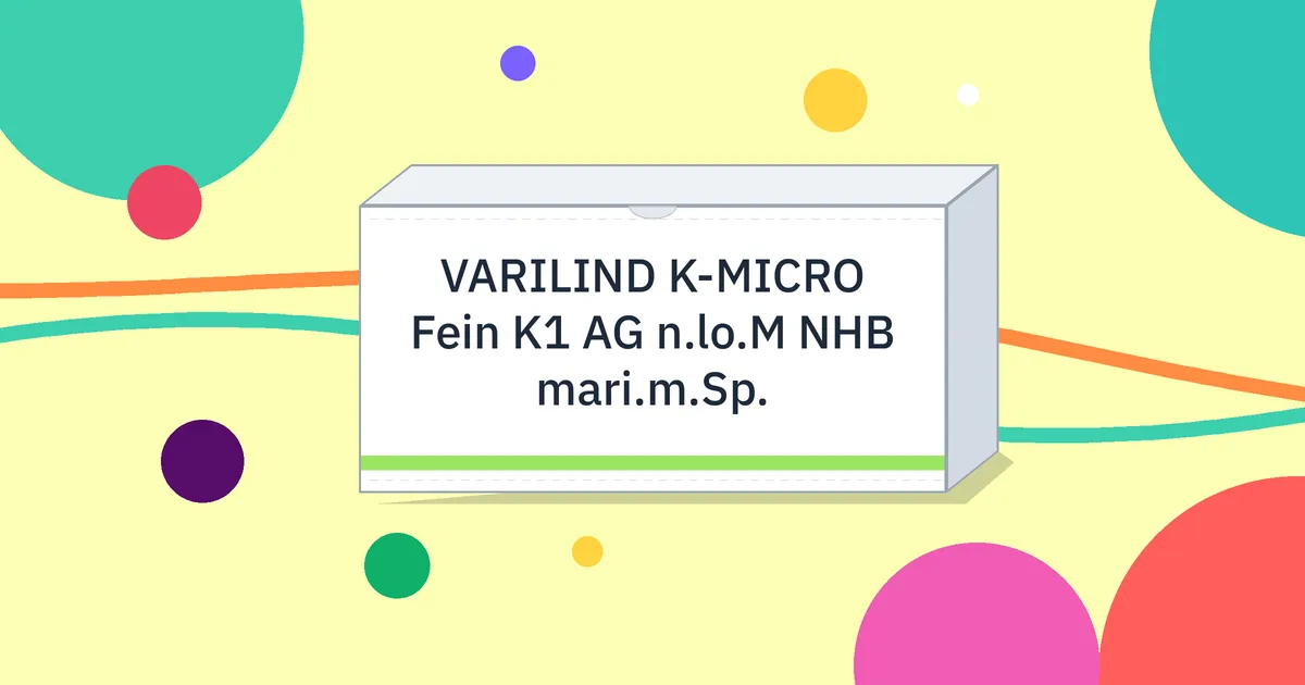 Symbolbild: Packung mit der Aufschrift VARILIND K-MICRO Fein K1 AG n.lo.M NHB mari.m.Sp. (PZN 20554806) – Verfügbarkeit und Bezug in Apotheken in Frankfurt am Main