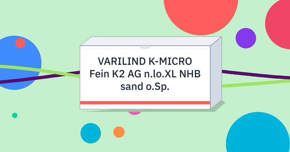 Symbolbild: Packung mit der Aufschrift VARILIND K-MICRO Fein K2 AG n.lo.XL NHB sand o.Sp. (PZN 20556001) – Verfügbarkeit und Bezug in Apotheken in Frankfurt am Main