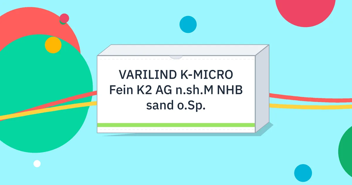 Symbolbild: Packung mit der Aufschrift VARILIND K-MICRO Fein K2 AG n.sh.M NHB sand o.Sp. (PZN 20555935) – Verfügbarkeit und Bezug in Apotheken in Frankfurt am Main