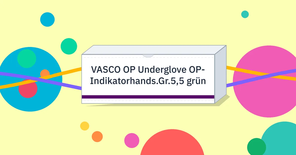 Symbolbild: Packung mit der Aufschrift VASCO OP Underglove OP-Indikatorhands.Gr.5,5 grün (PZN 12581232) – Verfügbarkeit und Bezug in Apotheken in Frankfurt am Main