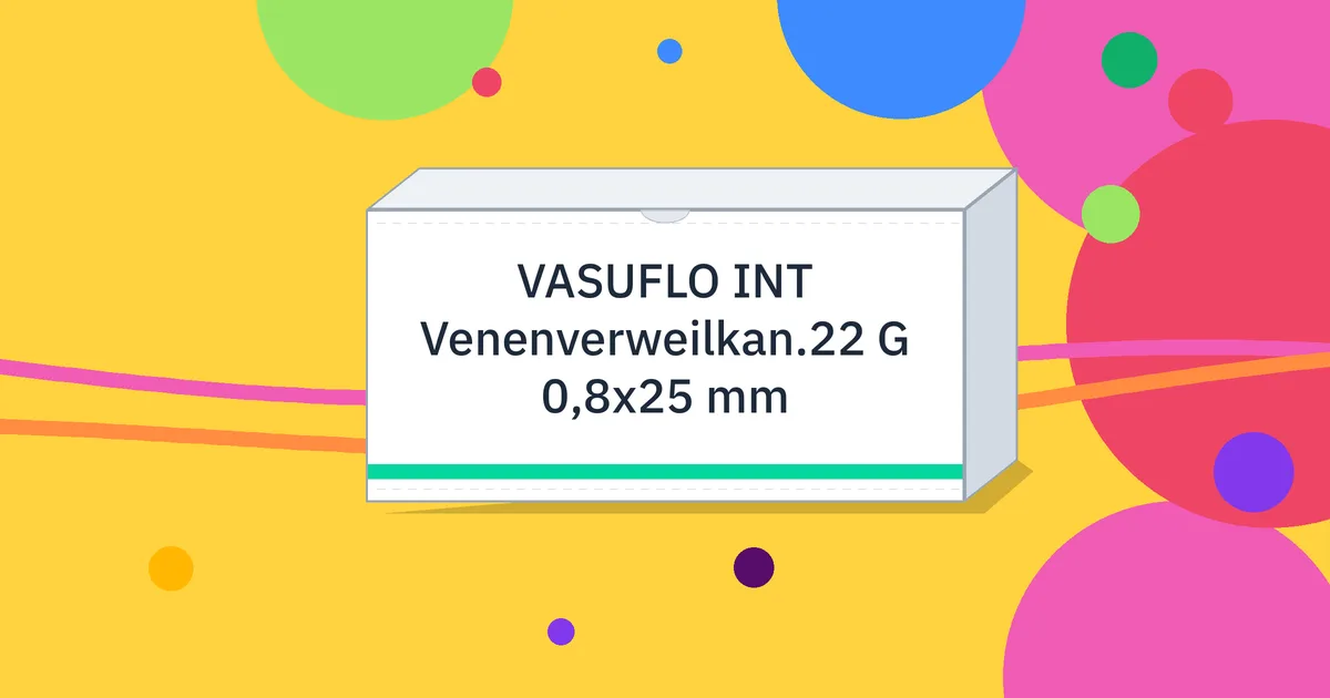 Symbolbild: Packung mit der Aufschrift VASUFLO INT Venenverweilkan.22 G 0,8x25 mm (PZN 00270188) – Verfügbarkeit und Bezug in Apotheken in Frankfurt am Main