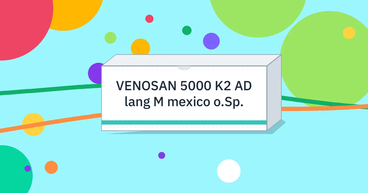 Symbolbild: Packung mit der Aufschrift VENOSAN 5000 K2 AD lang M mexico o.Sp. (PZN 14429853) – Verfügbarkeit und Bezug in Apotheken in Frankfurt am Main