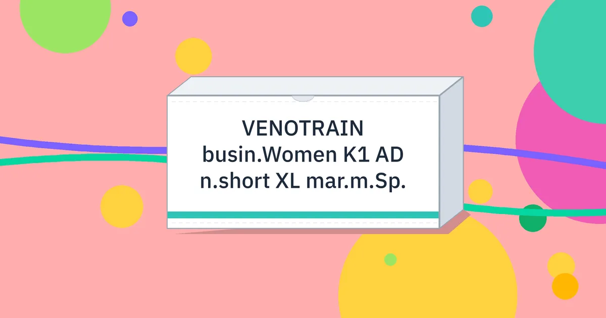 Symbolbild: Packung mit der Aufschrift VENOTRAIN busin.Women K1 AD n.short XL mar.m.Sp. (PZN 10195045) – Verfügbarkeit und Bezug in Apotheken in Frankfurt am Main