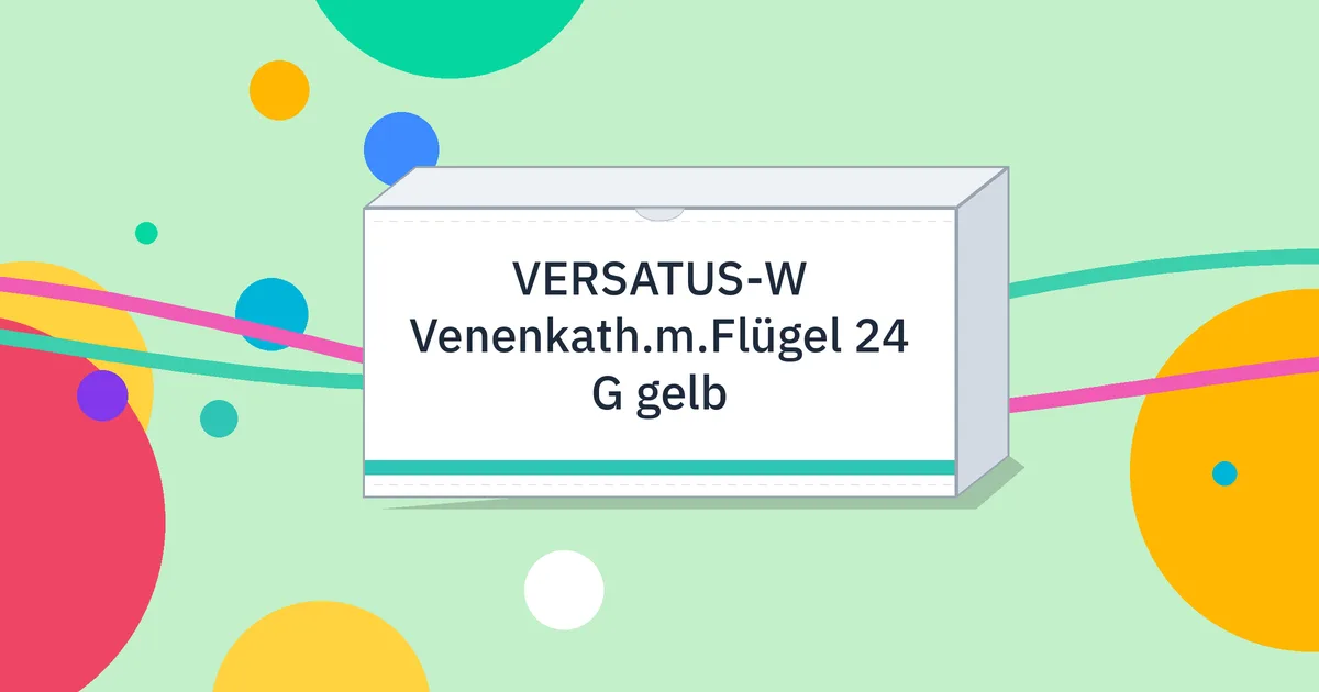Symbolbild: Packung mit der Aufschrift VERSATUS-W Venenkath.m.Flügel 24 G gelb (PZN 01174481) – Verfügbarkeit und Bezug in Apotheken in Frankfurt am Main