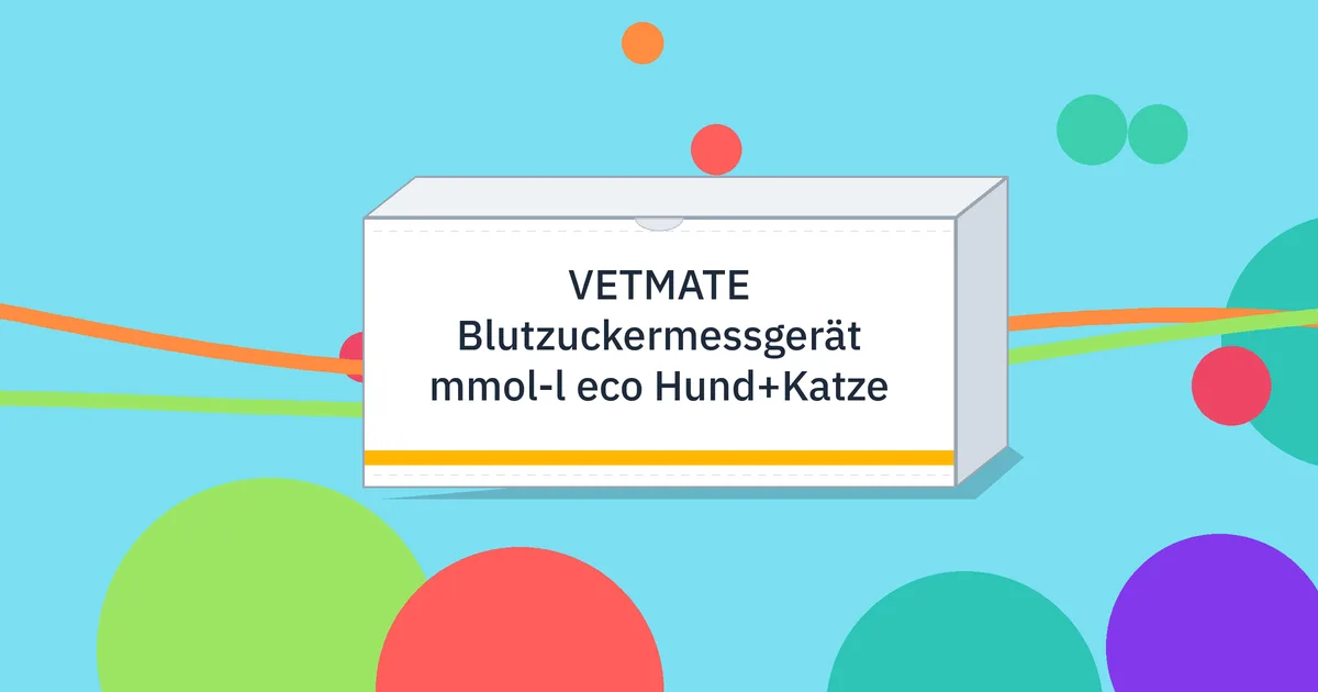 Symbolbild: Packung mit der Aufschrift VETMATE Blutzuckermessgerät mmol-l eco Hund+Katze (PZN 13927773) – Verfügbarkeit und Bezug in Apotheken in Frankfurt am Main