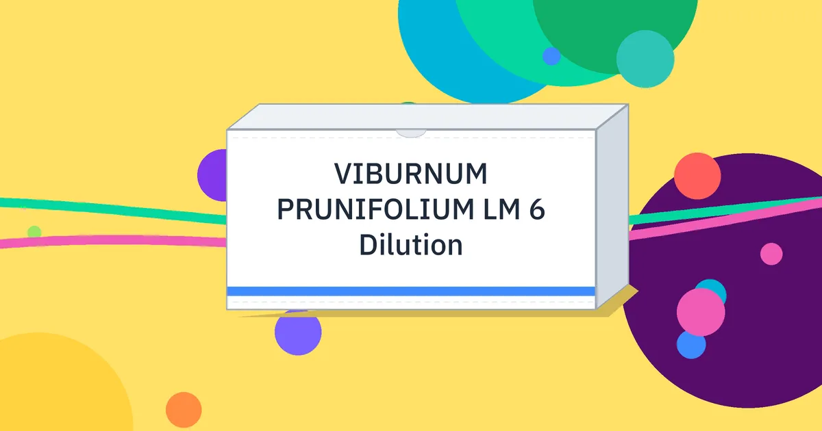 Symbolbild: Packung mit der Aufschrift VIBURNUM PRUNIFOLIUM LM 6 Dilution (PZN 13271628) – Verfügbarkeit und Bezug in Apotheken in Frankfurt am Main