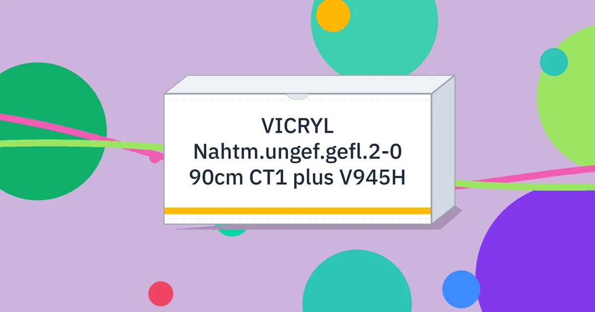 Symbolbild: Packung mit der Aufschrift VICRYL Nahtm.ungef.gefl.2-0 90cm CT1 plus V945H (PZN 16393562) – Verfügbarkeit und Bezug in Apotheken in Frankfurt am Main