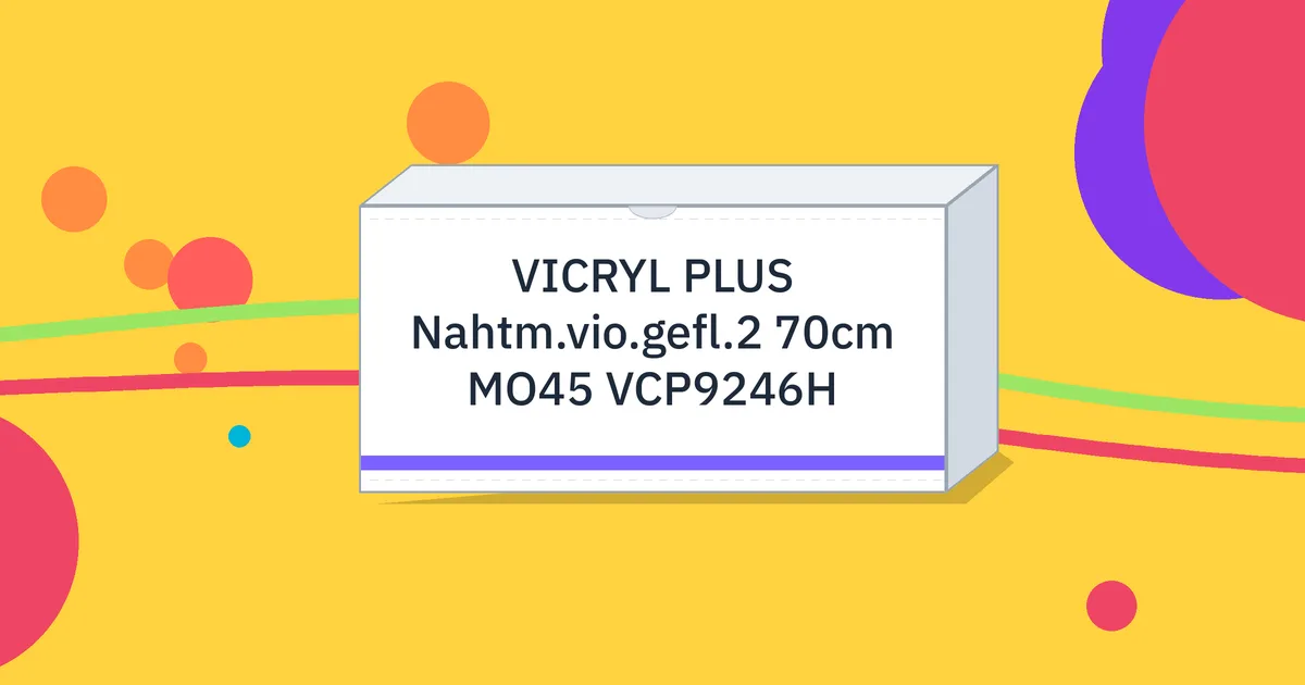 Symbolbild: Packung mit der Aufschrift VICRYL PLUS Nahtm.vio.gefl.2 70cm MO45 VCP9246H (PZN 20918496) – Verfügbarkeit und Bezug in Apotheken in Frankfurt am Main