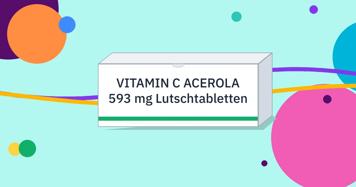 Symbolbild: Packung mit der Aufschrift VITAMIN C ACEROLA 593 mg Lutschtabletten (PZN 17426950) – Verfügbarkeit und Bezug in Apotheken in Frankfurt am Main