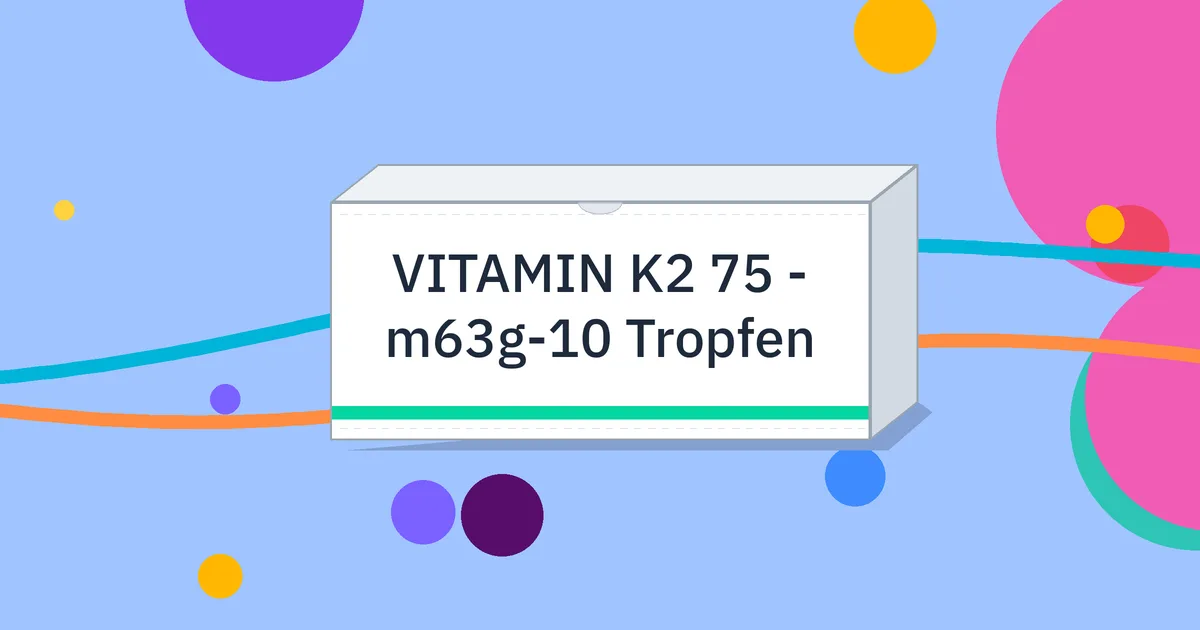Symbolbild: Packung mit der Aufschrift VITAMIN K2 75 -m63g-10 Tropfen (PZN 17258116) – Verfügbarkeit und Bezug in Apotheken in Frankfurt am Main