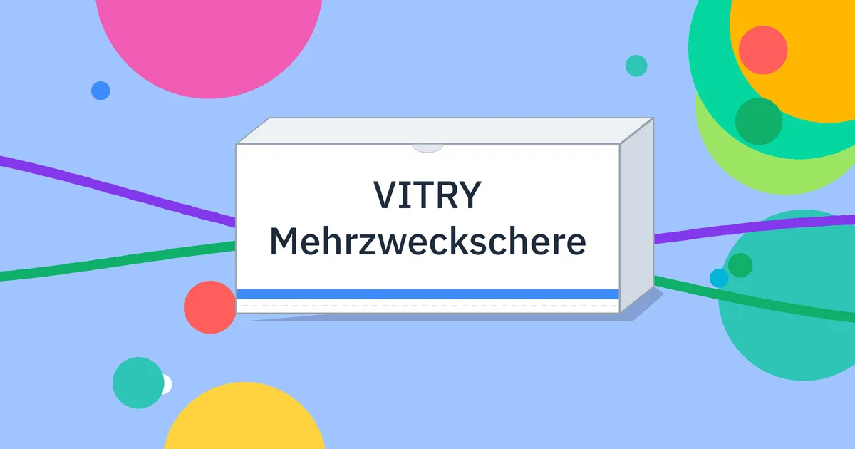 Symbolbild: Packung mit der Aufschrift VITRY Mehrzweckschere (PZN 13826575) – Verfügbarkeit und Bezug in Apotheken in Frankfurt am Main