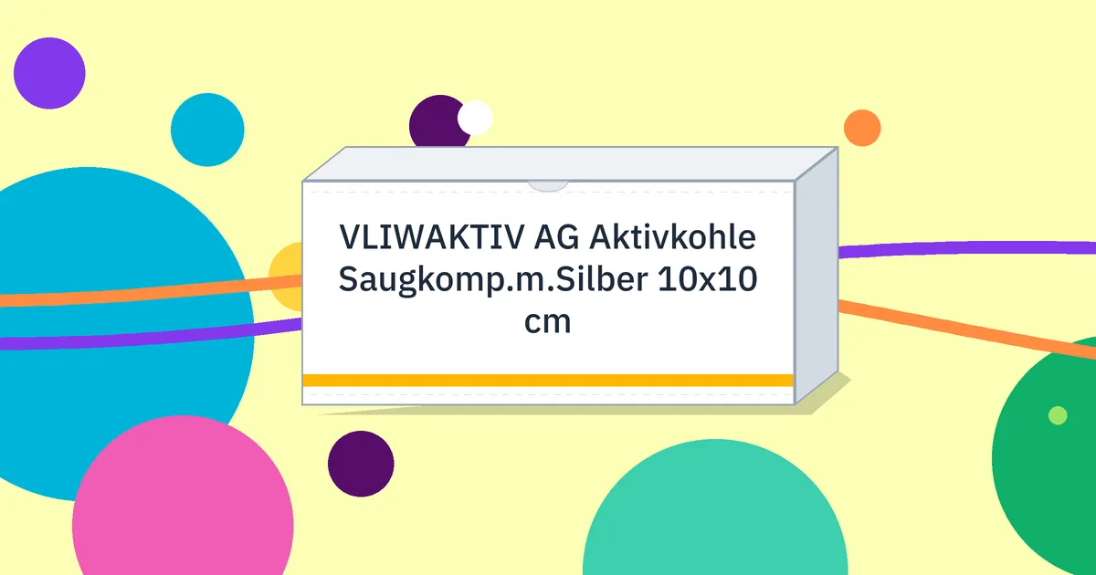 Symbolbild: Packung mit der Aufschrift VLIWAKTIV AG Aktivkohle Saugkomp.m.Silber 10x10 cm (PZN 13541335) – Verfügbarkeit und Bezug in Apotheken in Frankfurt am Main