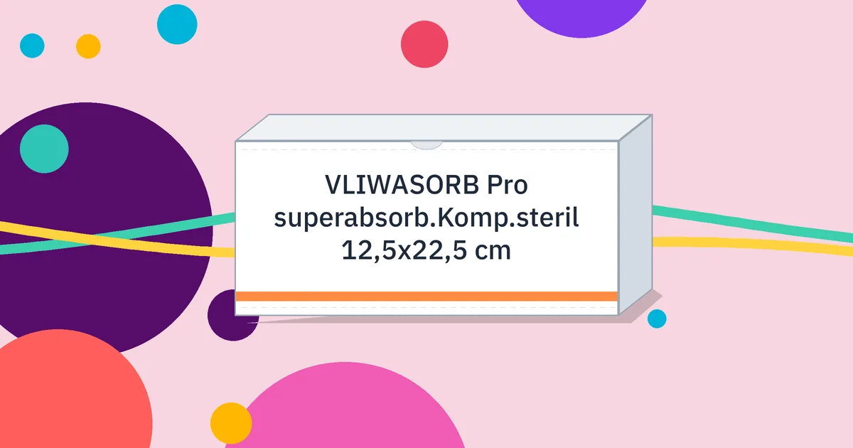 Symbolbild: Packung mit der Aufschrift VLIWASORB Pro superabsorb.Komp.steril 12,5x22,5 cm (PZN 17267492) – Verfügbarkeit und Bezug in Apotheken in Frankfurt am Main