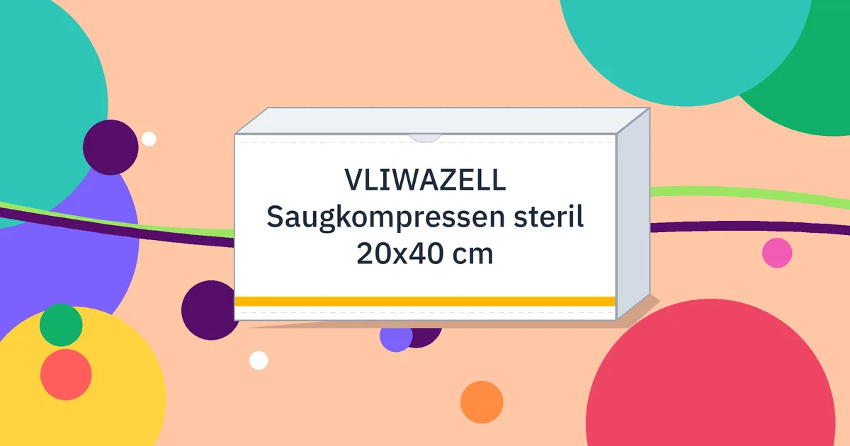 Symbolbild: Packung mit der Aufschrift VLIWAZELL Saugkompressen steril 20x40 cm (PZN 18364346) – Verfügbarkeit und Bezug in Apotheken in Frankfurt am Main