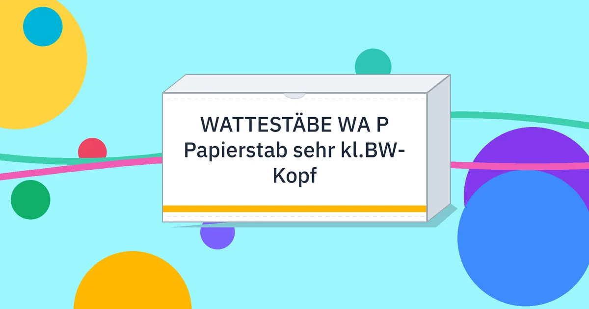 Symbolbild: Packung mit der Aufschrift WATTESTÄBE WA P Papierstab sehr kl.BW-Kopf (PZN 06141612) – Verfügbarkeit und Bezug in Apotheken in Frankfurt am Main