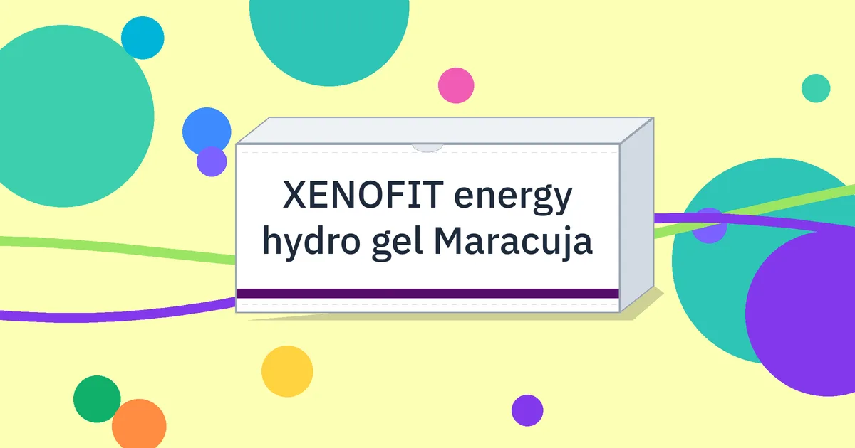 Symbolbild: Packung mit der Aufschrift XENOFIT energy hydro gel Maracuja (PZN 16154538) – Verfügbarkeit und Bezug in Apotheken in Frankfurt am Main