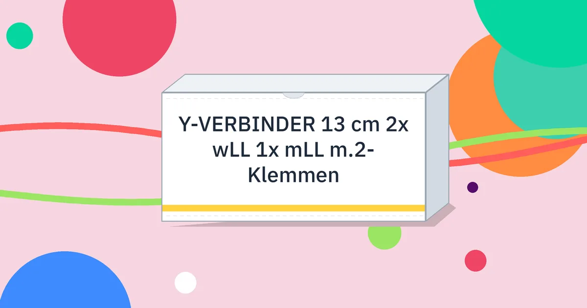 Symbolbild: Packung mit der Aufschrift Y-VERBINDER 13 cm 2x wLL 1x mLL m.2-Klemmen (PZN 20102576) – Verfügbarkeit und Bezug in Apotheken in Frankfurt am Main