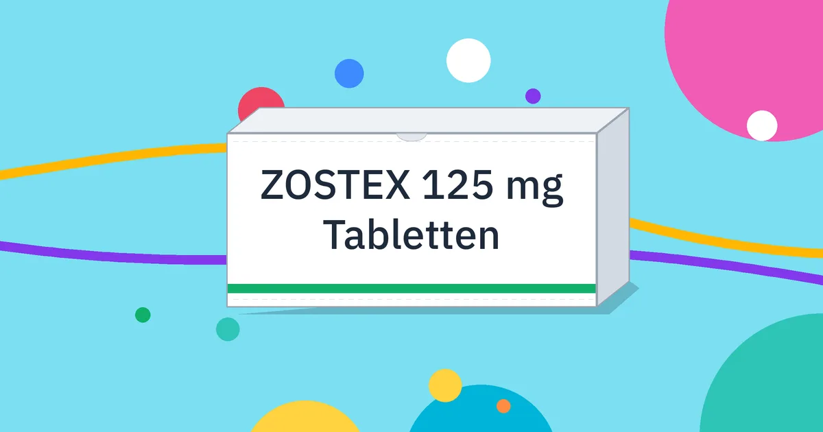 Symbolbild: Packung mit der Aufschrift ZOSTEX 125 mg Tabletten (PZN 19640162) – Verfügbarkeit und Bezug in Apotheken in Frankfurt am Main