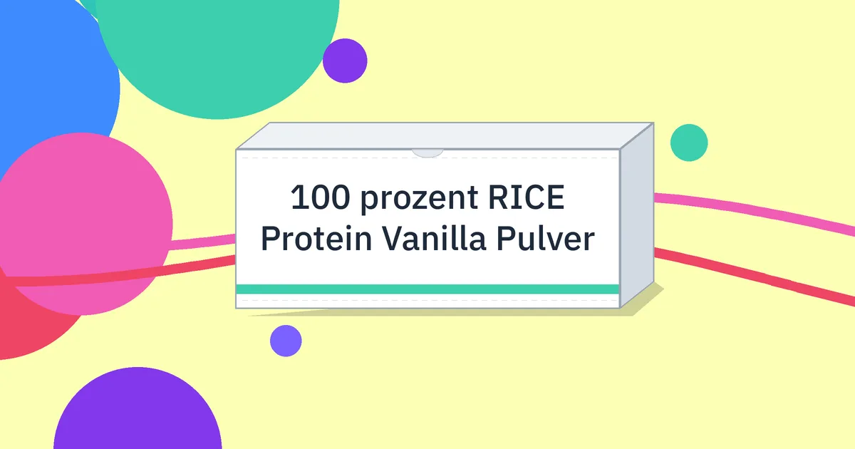 Symbolbild: Packung mit der Aufschrift 100 prozent RICE Protein Vanilla Pulver (PZN 12464288) – Verfügbarkeit und Bezug in Apotheken in Frankfurt am Main