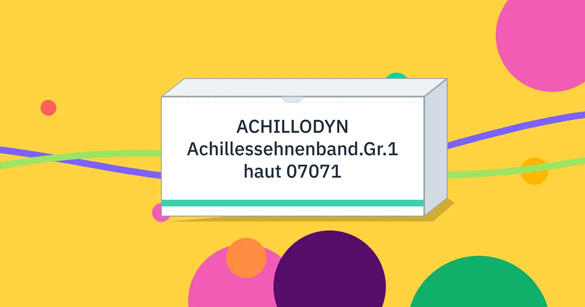 Symbolbild: Packung mit der Aufschrift ACHILLODYN Achillessehnenband.Gr.1 haut 07071 (PZN 00578621) – Verfügbarkeit und Bezug in Apotheken in Frankfurt am Main